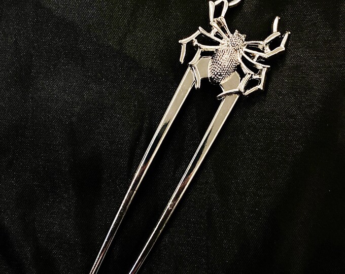Silver Spider, Spider Hair Fork, Goth Hair Fork, Silver Hair Fork ...
