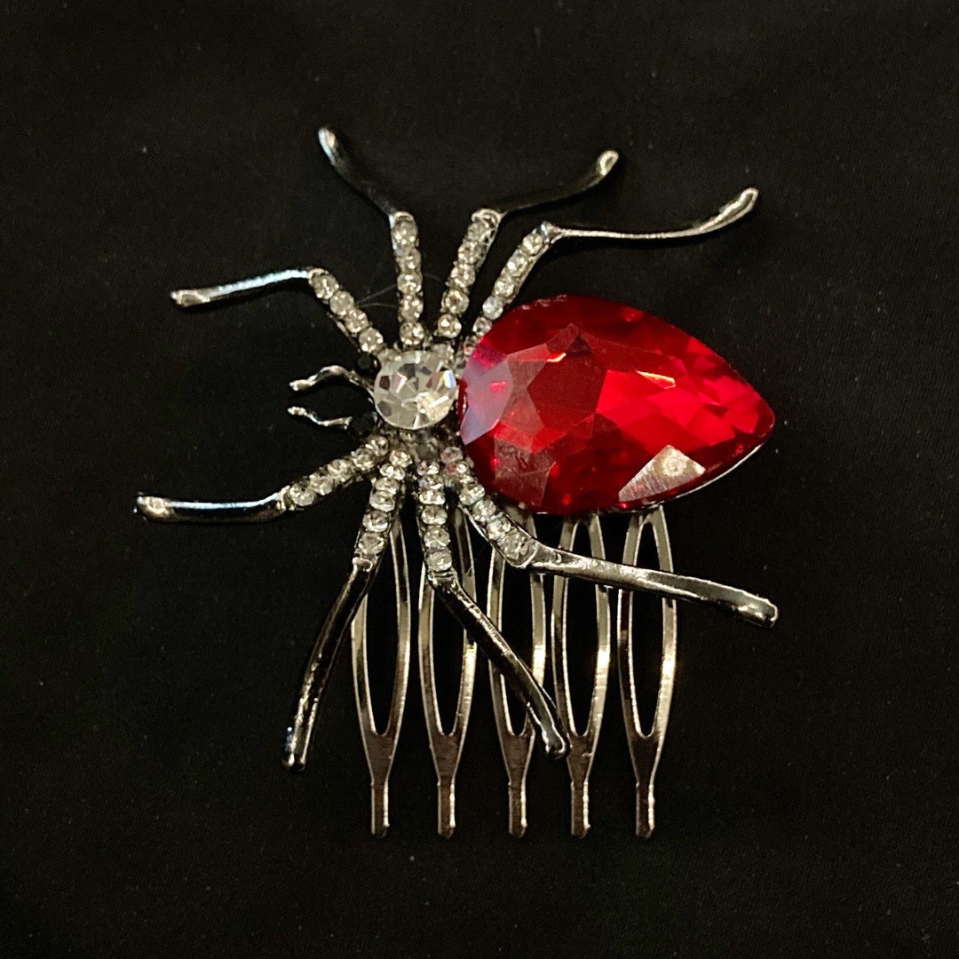 Black Spider, Spider Hair Comb, Goth Hair Comb, Silver Hair Comb ...