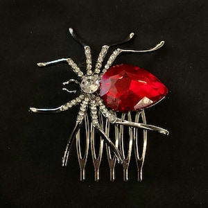 Black Spider, Spider Hair Comb, Goth Hair Comb, Silver Hair Comb ...
