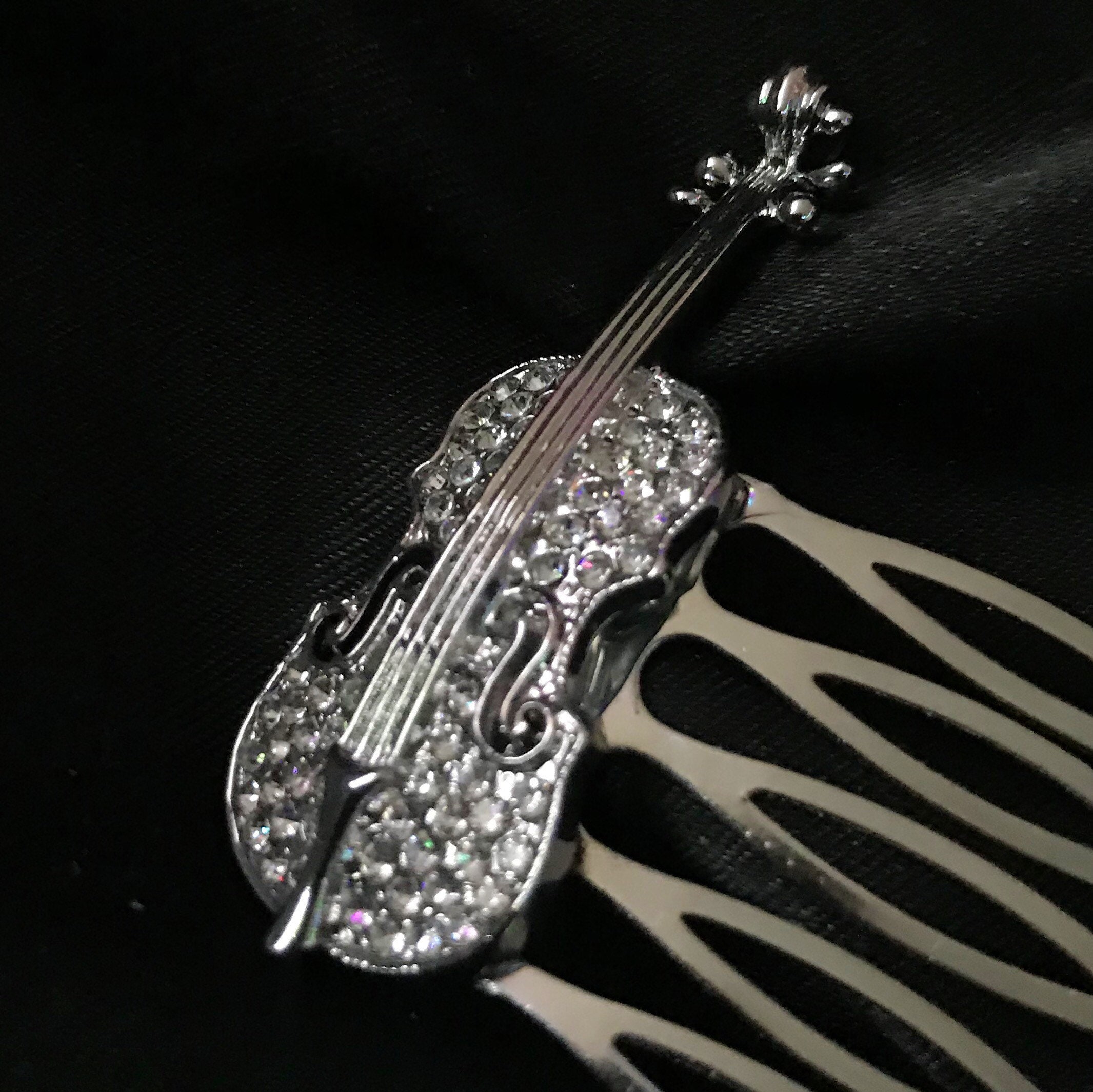 Sparkling White Silver Violin Violin Hair Comb Viola Hair - Etsy UK