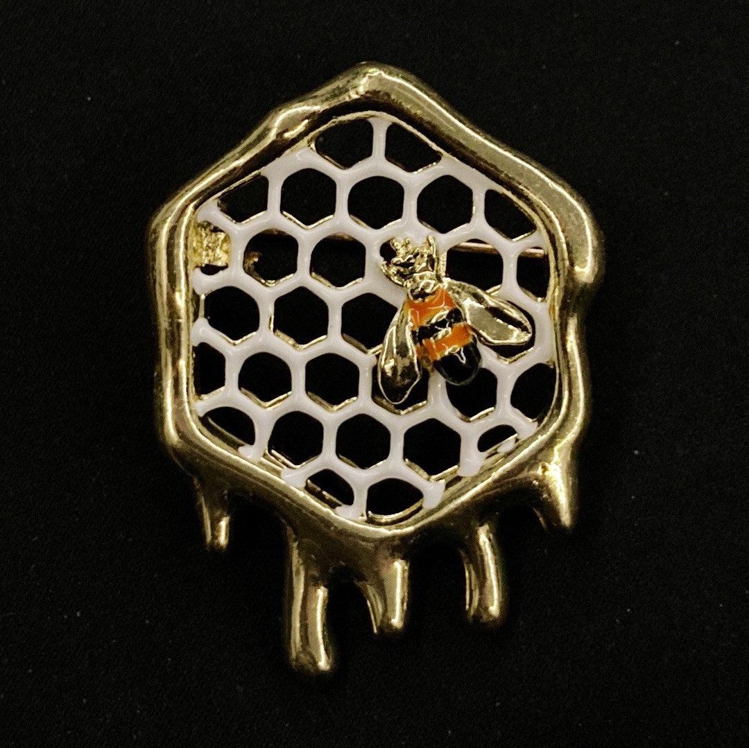 Bee Brooch, Honey Comb, Bee Hive, Yellow Bee, Black Yellow Bee, Honey ...