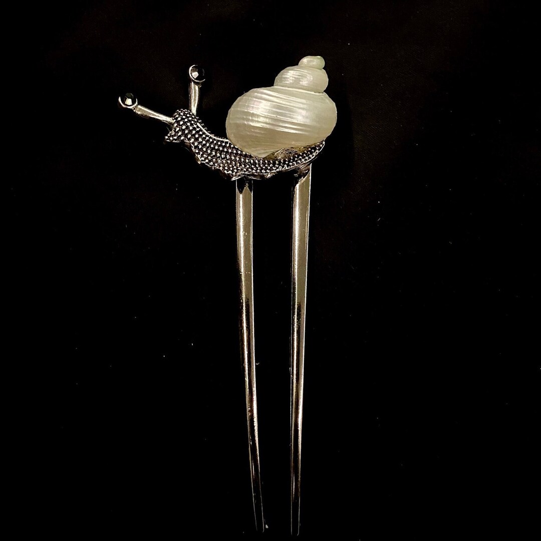 Silver Snail, Snail Shell, Real Shell, Snail Hair Fork, Snail Jewelry ...