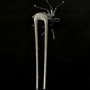 Black Spider, Spider Hair Fork, Silver Hair Fork, Spider Jewelry, Dark ...