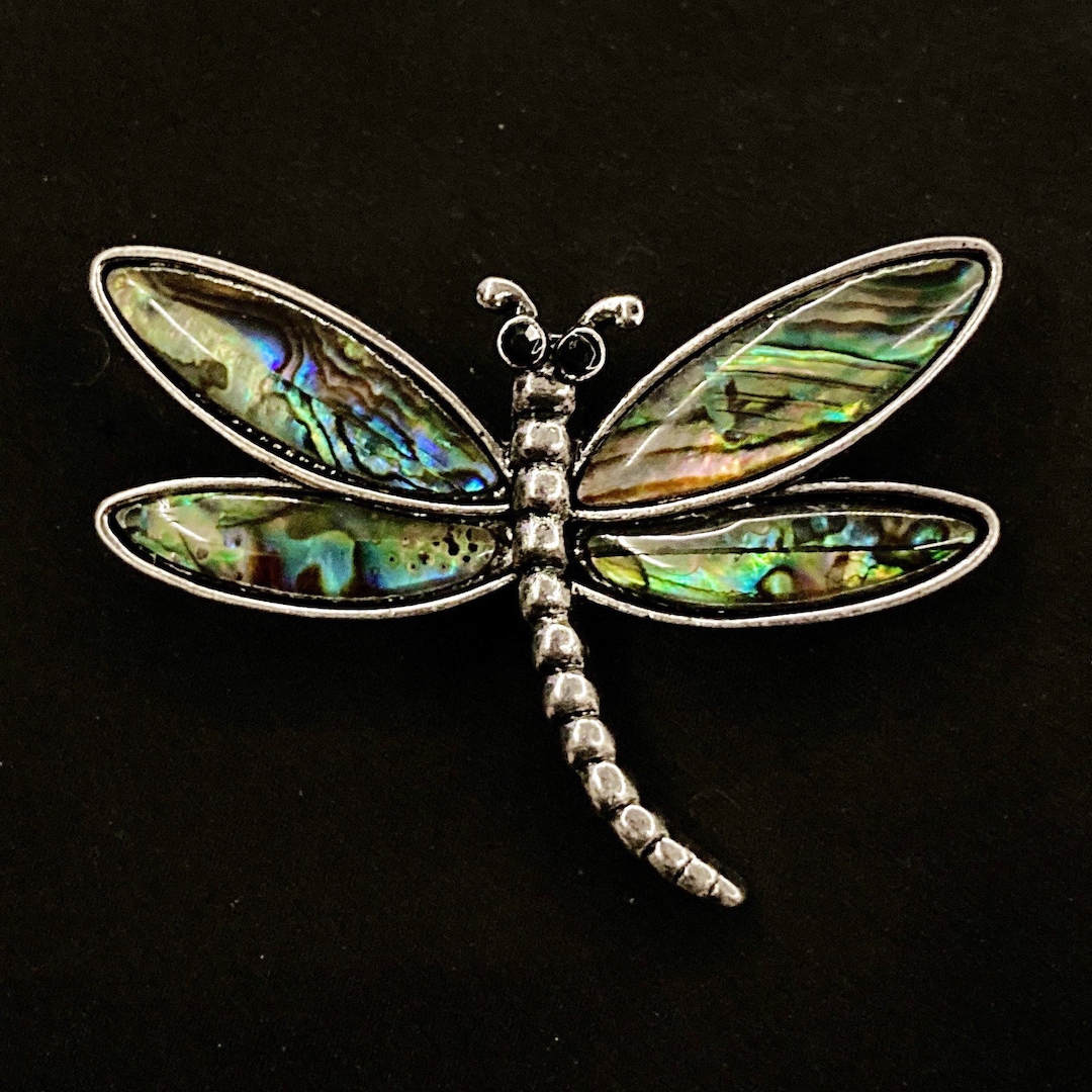Dragonfly Brooch, Abalone Dragonfly, Silver Dragonfly, Sparkling ...