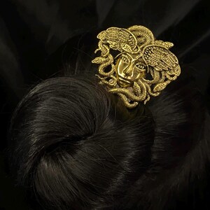 Medusa Hair Fork, Gold Hair Fork, Gold Medusa, Greek Mythology, Snake ...