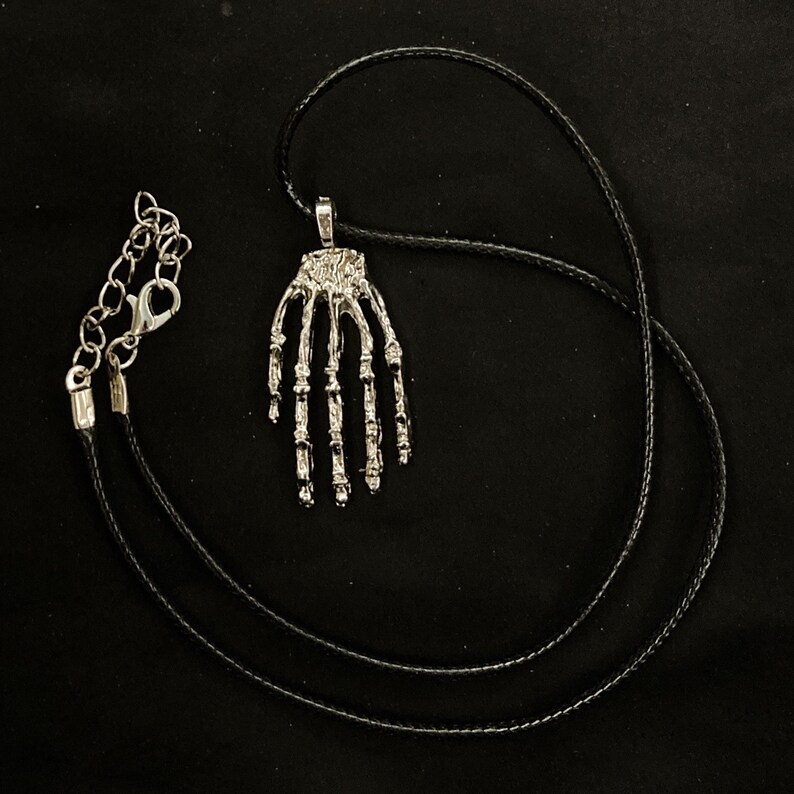 Skeleton Hand Silver Skeleton Hand Hand Necklace Skeleton | Etsy