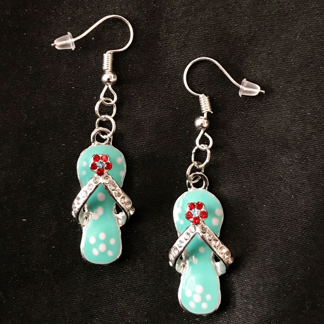 Blue and White, Polkadot, Flip Flops, White and Red, Flip Flop Earrings ...