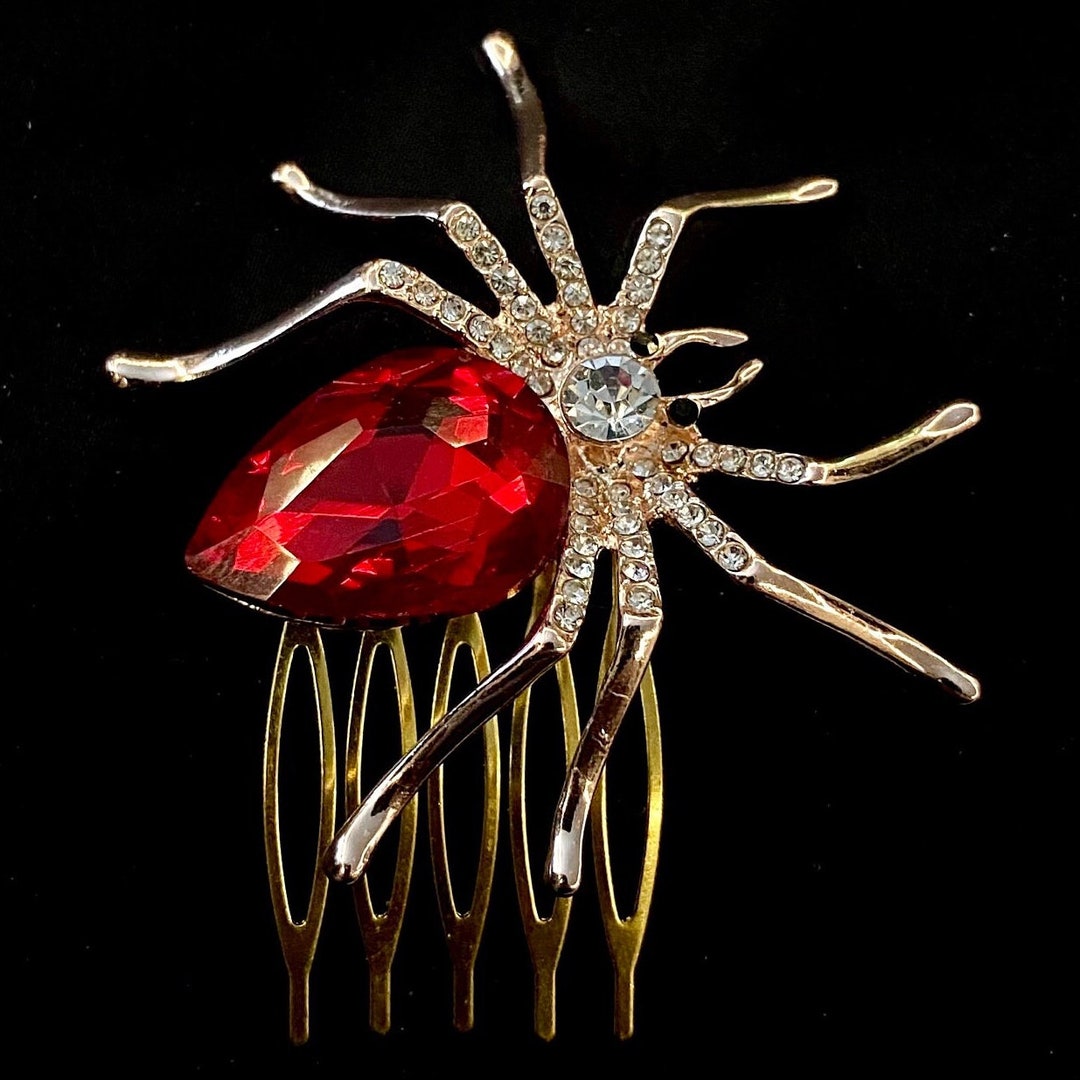 Gold Spider, Spider Hair Comb, Goth Hair Comb, Gold Hair Comb, Spider ...