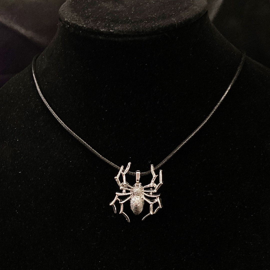 Spider Necklace, Silver Spider, Goth Necklace, Spider Jewelry, Arachnid ...