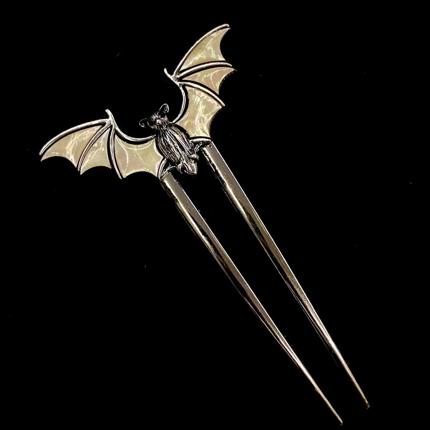 White Bat, Shell Hair Fork, Shell Bat Silver Bat, Bat Hair Pin, Bat ...