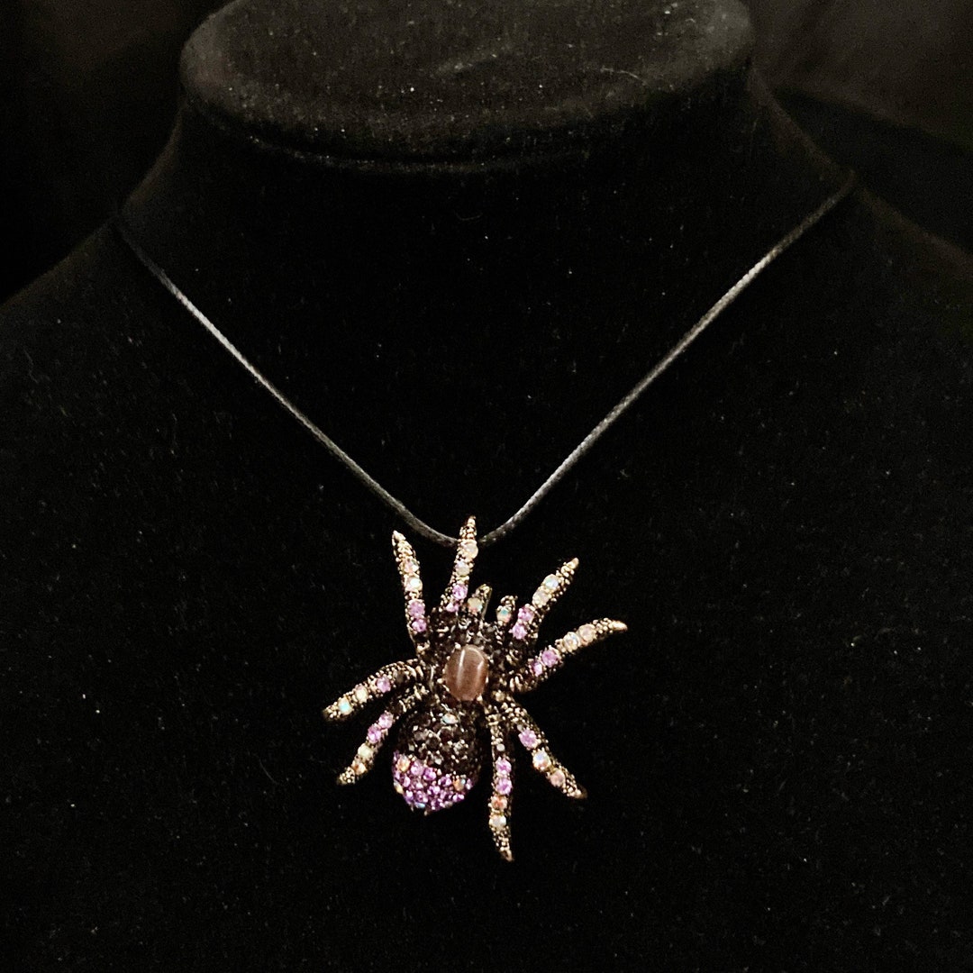 Spider Necklace, Purple Spider, Tarantula, Goth Necklace, Goth Pendant ...