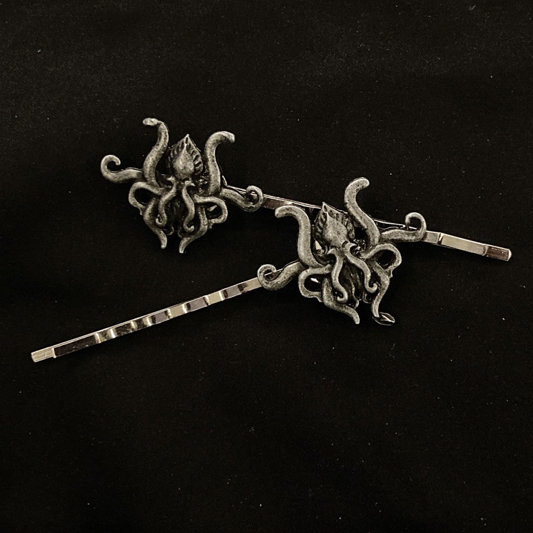 Silver Hair Pins, Cthulhu, H P Lovecraft, Octopus Hair Pins, Octopus ...