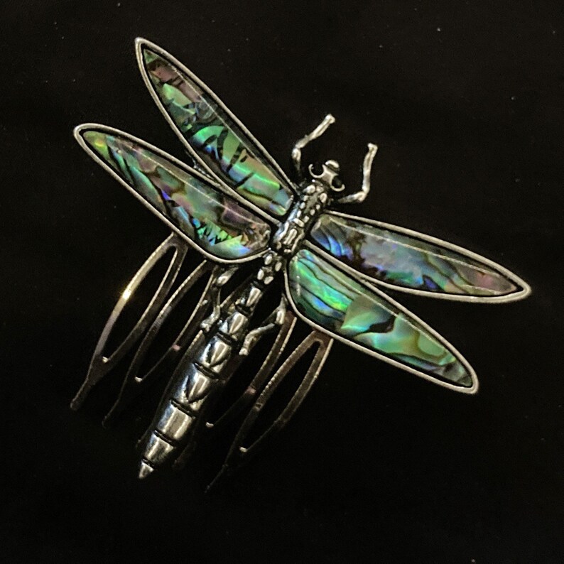 Dragonfly Hair Comb Abalone Dragonfly Something Blue Green - Etsy