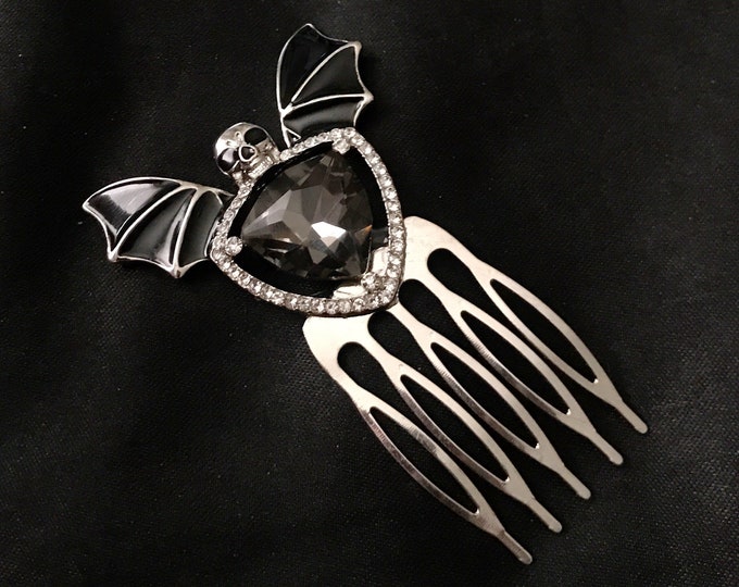 Bat Hair Comb, Skull Hair Comb, Bat Wing Hair Comb, Bat Hair, Black Bat ...