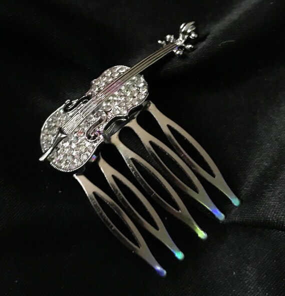 Sparkling White Silver Violin Violin Hair Comb Viola Hair | Etsy