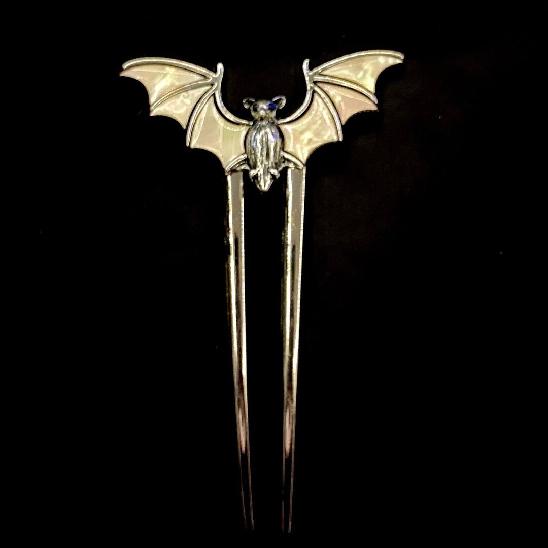 White Bat, Shell Hair Fork, Shell Bat Silver Bat, Bat Hair Pin, Bat Hair Fork, Goth Hair Fork ...