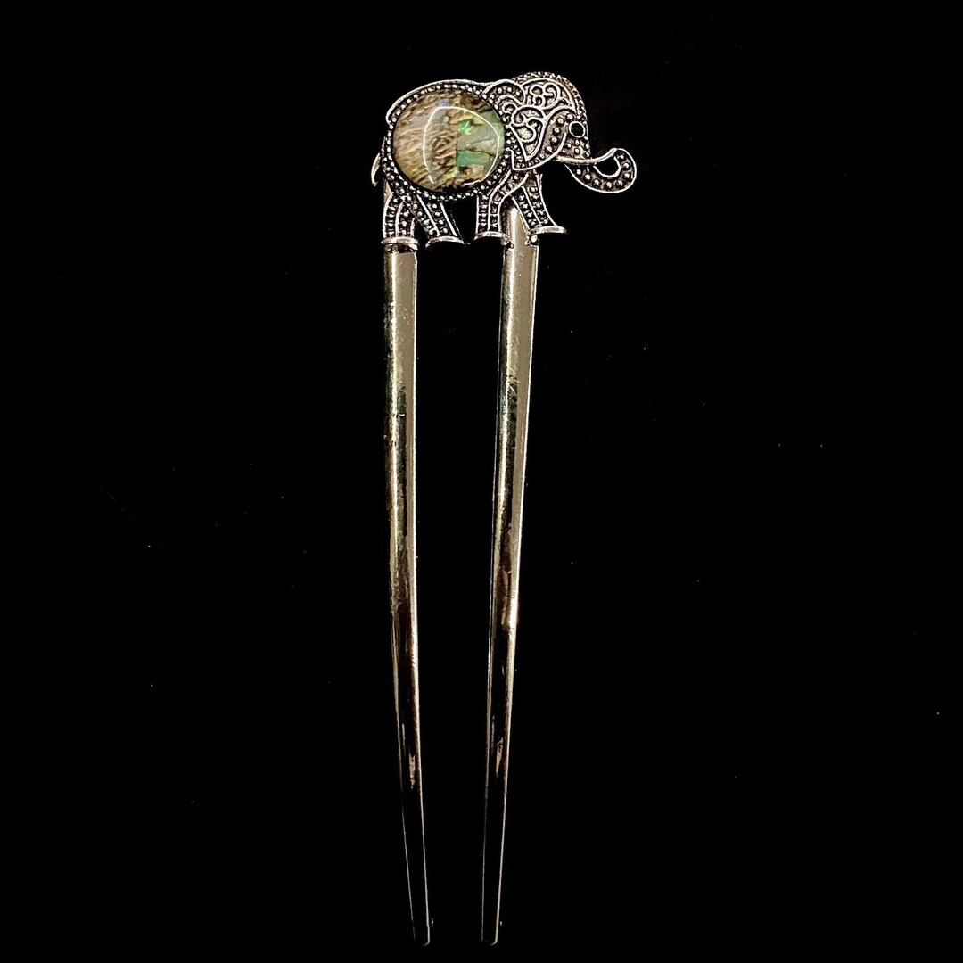 Elephant Hair Fork, Abalone Elephant, Silver Elephant, Elephant Jewelry ...
