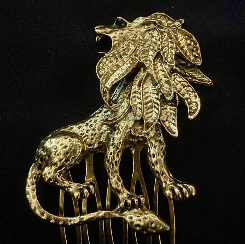 Gold Lion Hair Comb: Majestic Feline Jewelry - Etsy