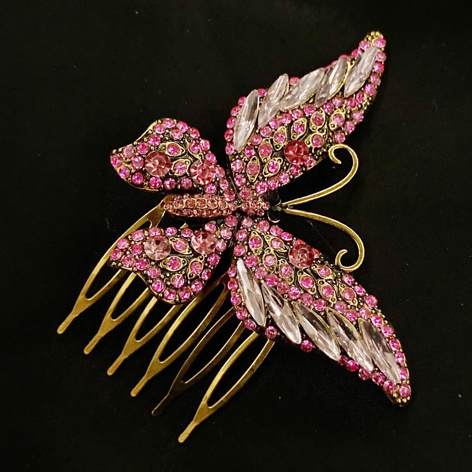 Hair Comb Pink Butterfly Jeweled Butterfly Butterfly Hair - Etsy