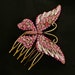 Hair Comb, Pink Butterfly, Jeweled Butterfly, Butterfly Hair Comb, Pink ...