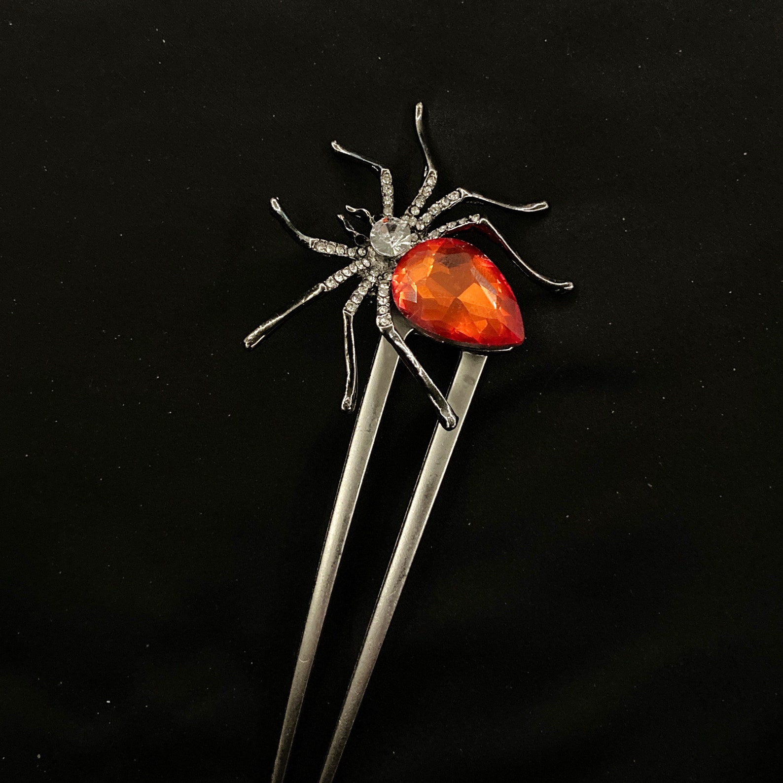Black Spider, Spider Hair Fork, Goth Hair Fork, Silver Hair Fork ...