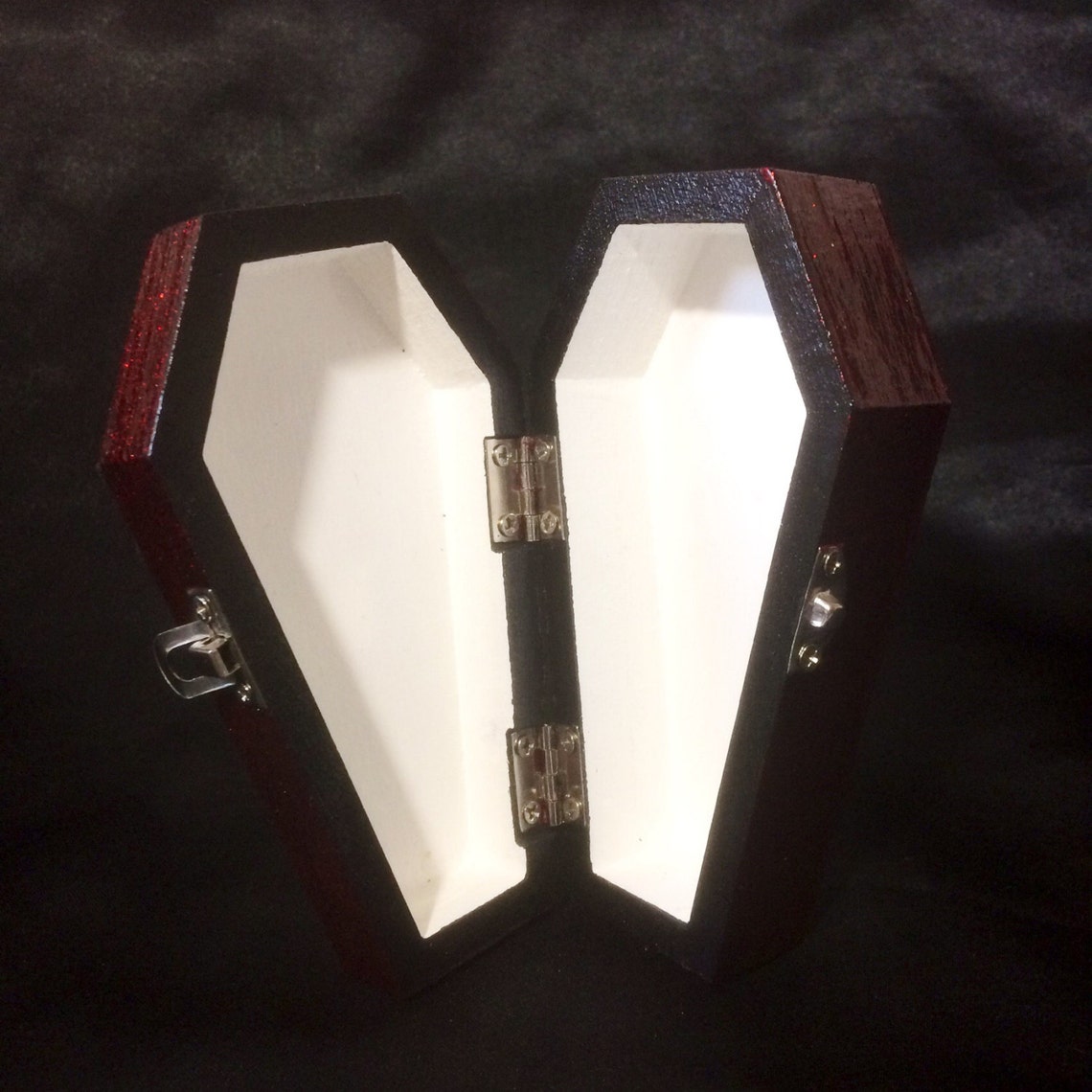 Shiny Sparkling Red Coffin Box With Matte Black Chandelier | Etsy