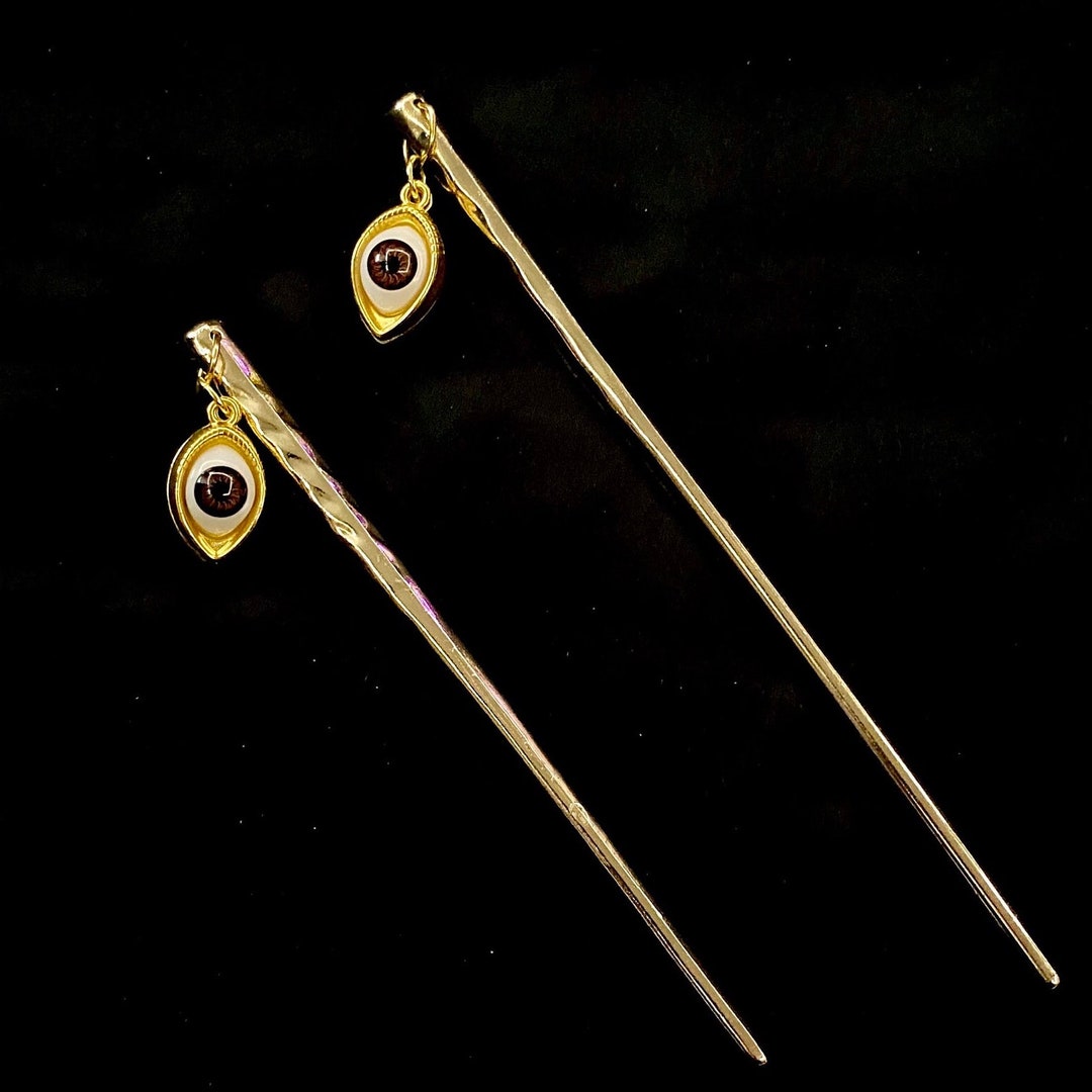 Evil Eye Hair Stick, Brown Eye, Extra Long Long Hair Fork, Evil Eye ...