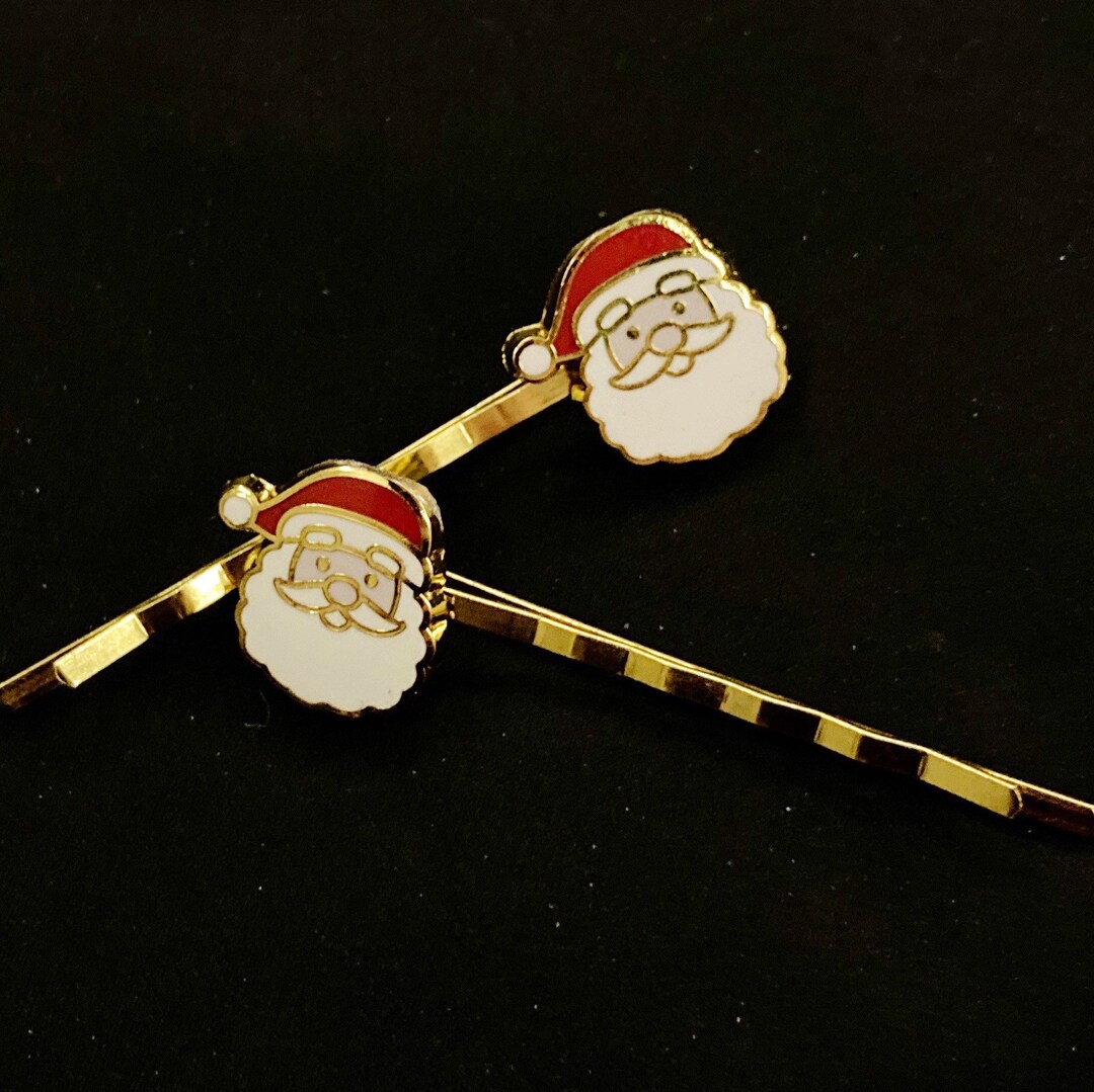 Gold Hair Pins, Bobby Pin, Santa Hair Pins, Santa Bobby Pins, Santa ...
