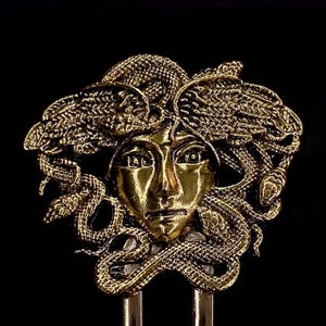 Medusa Hair Fork, Gold Hair Fork, Gold Medusa, Greek Mythology, Snake ...