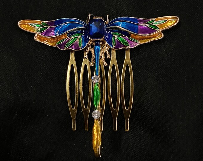 Dragonfly Hair Comb, Something Blue, Blue Dragonfly, Jeweled Hair Comb ...