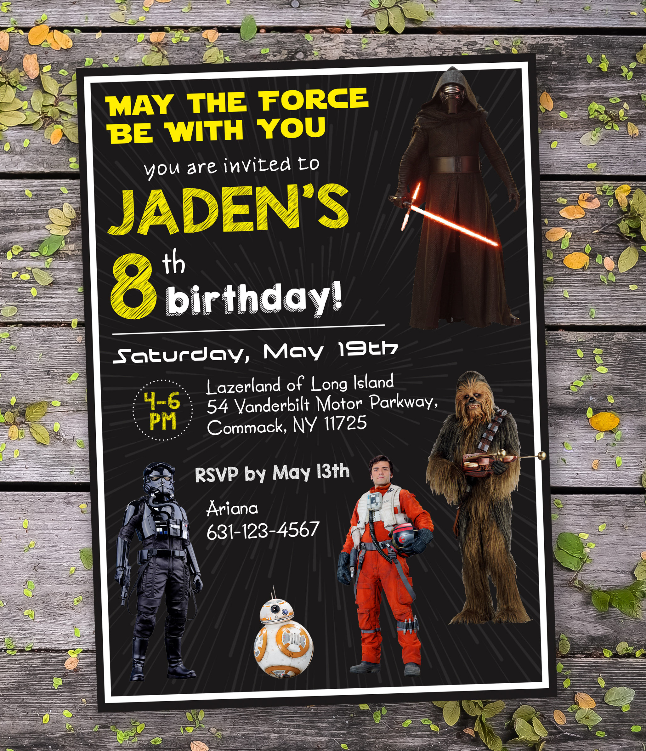 Star Wars Birthday Party Invitation Printable Invitations 5 X 7 - Etsy
