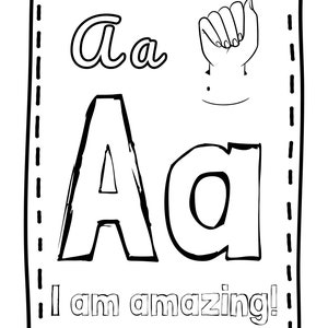 Printable Alphabet Affirmations Coloring Pages With Cursive, Print, and ...