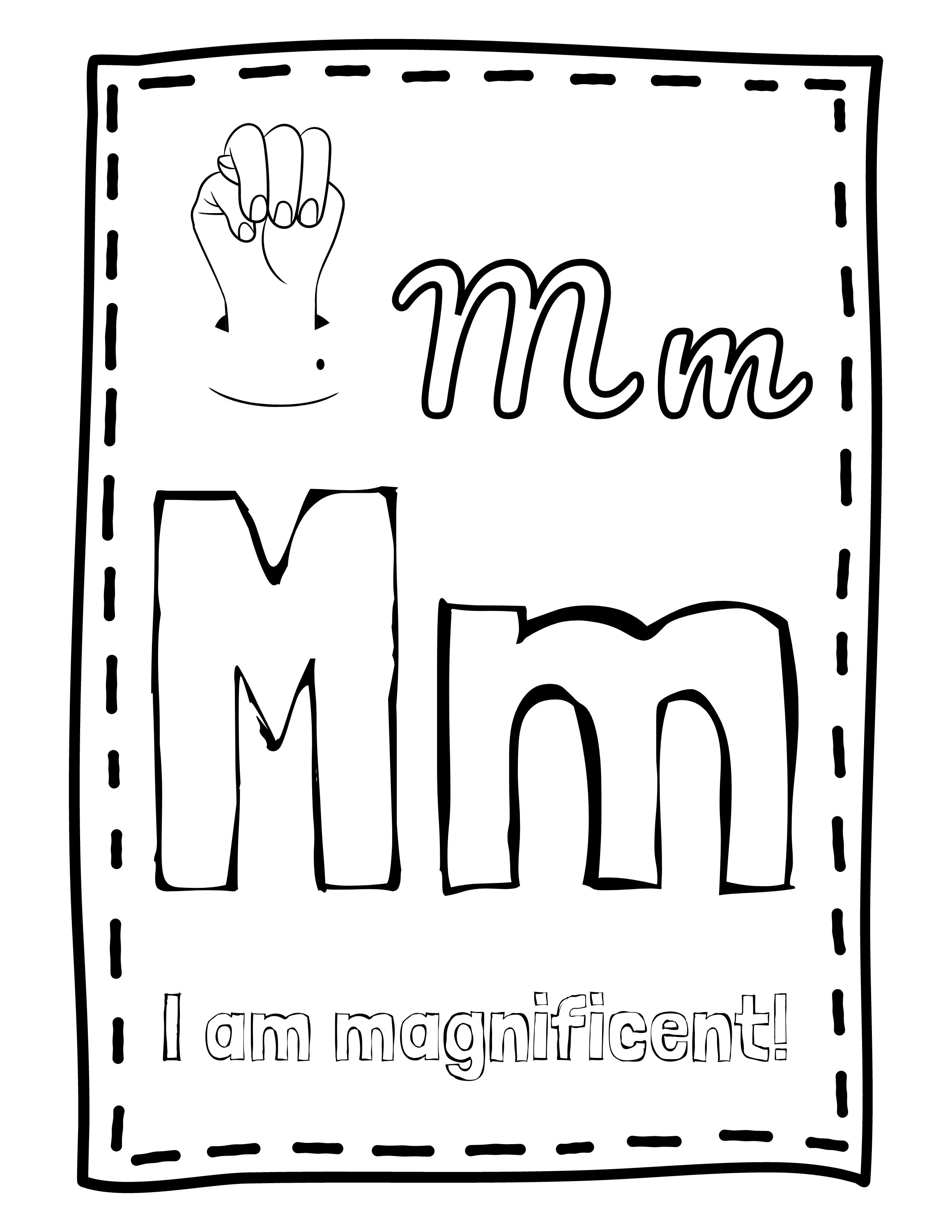 Printable Alphabet Affirmations Coloring Pages With Cursive, Print, and ...