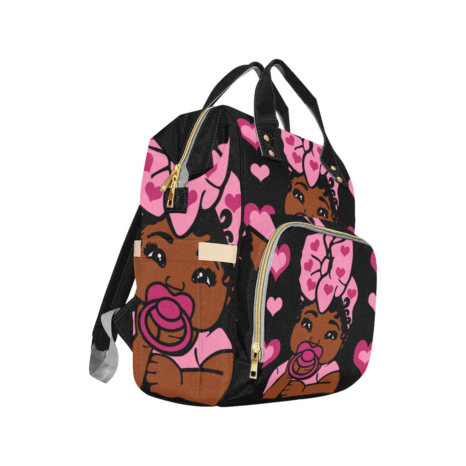 African American Baby Girl Backpack Diaper Clothing Bottles Bag Unique ...