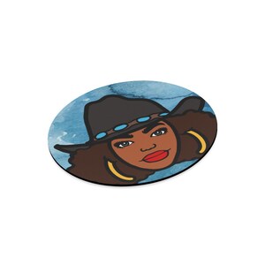Mouse Pad Cowgirl African American Beautiful Woman Round Computer ...