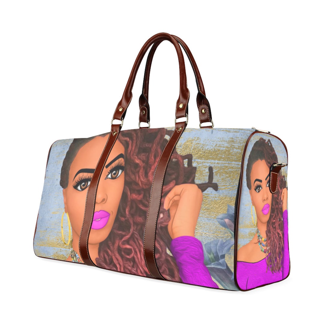 Dreadlocks African American Woman in Purple Travel Purse Duffle Bag ...