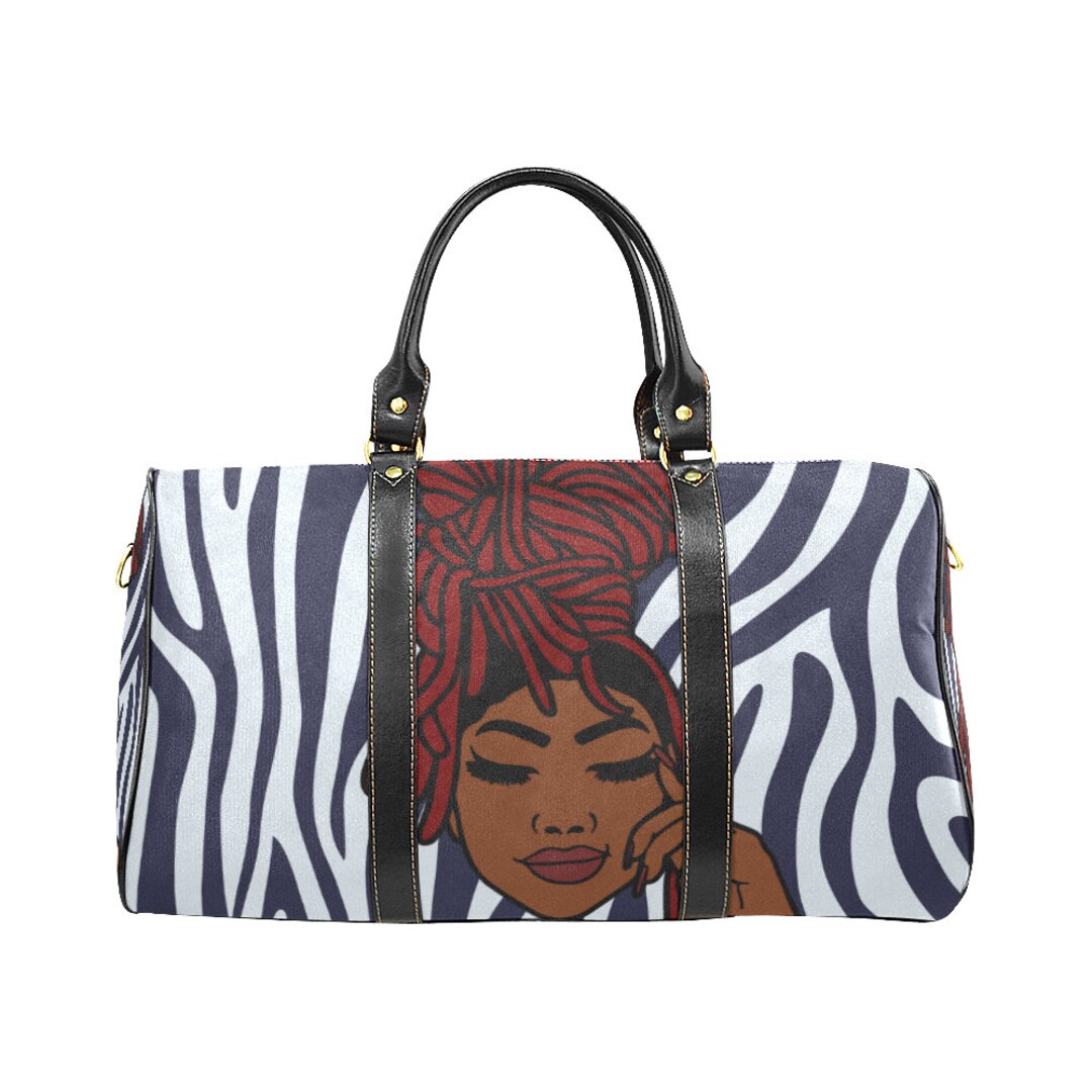Dreadlocks on Zebra Print African American Woman Print Duffle Bag ...