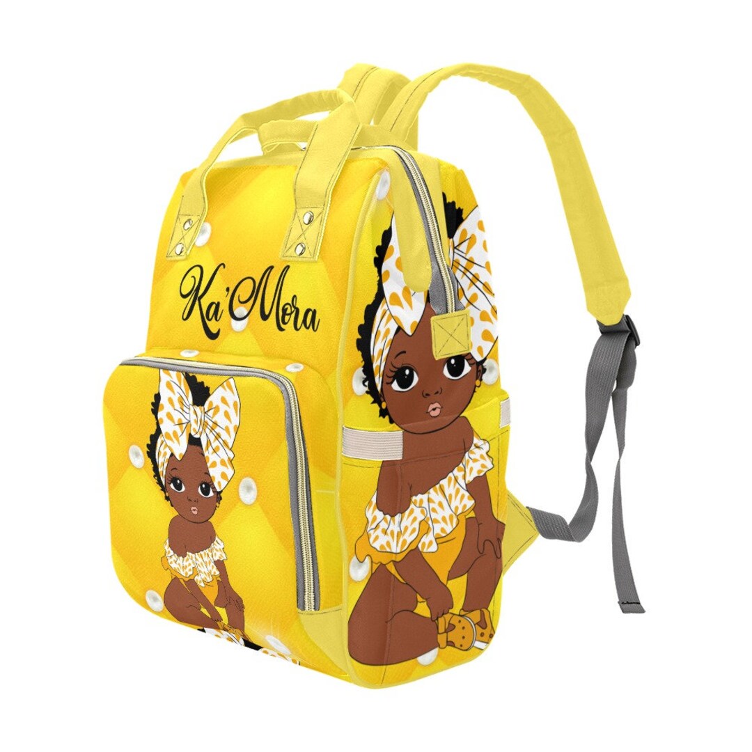 Custom African American Baby Girl Personalized Tufted Diaper Bag Ethnic ...