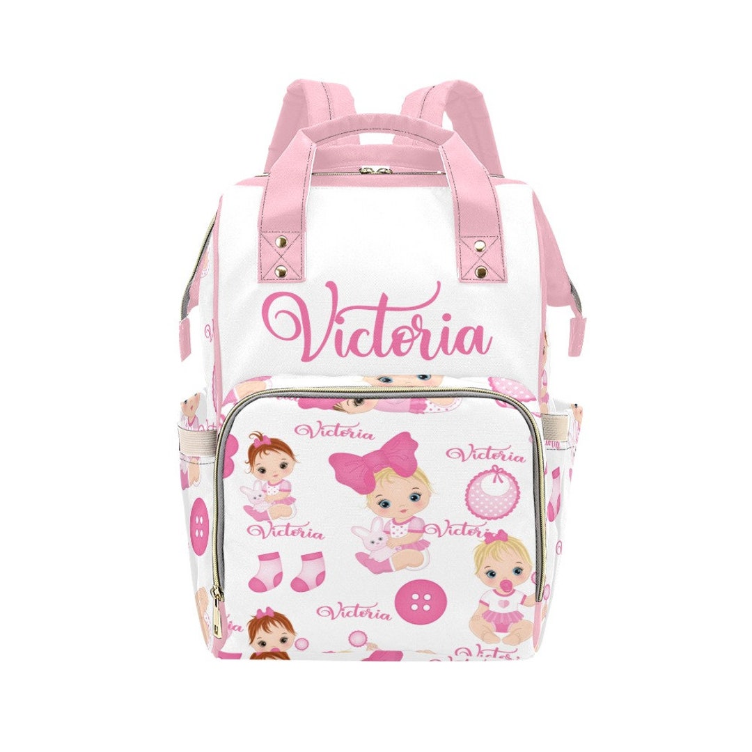 Personalized Baby Girl Head Bow Backpack Diaper Clothing Bottles Bag ...
