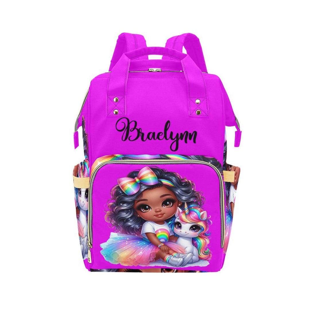 Custom Brown Baby Couture Personalized Diaper Bag Rainbow Unicorn ...