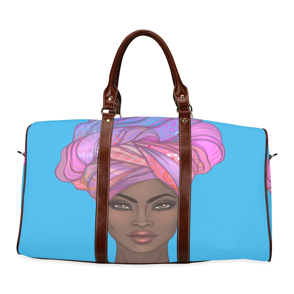 African American Woman Gele Wrap Small Travel Bag Handbag | Etsy