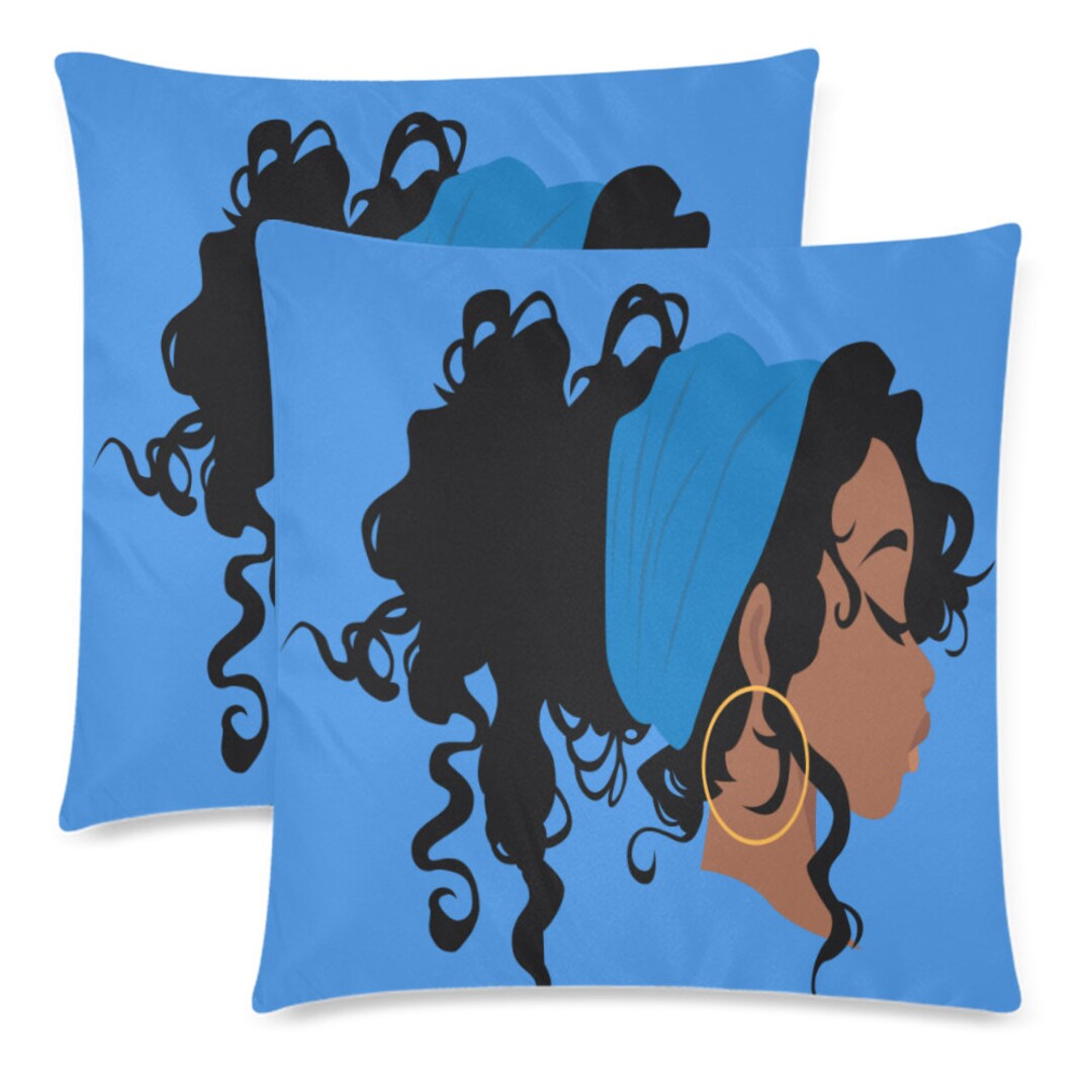 Black Princes Curly Hair African American Queen Print Pillow Cover Home ...