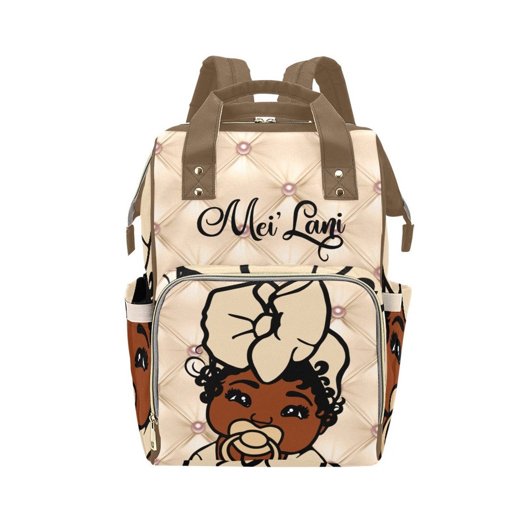 Custom Brown Baby Couture Personalized Diaper Bag Cream Quilted Print ...