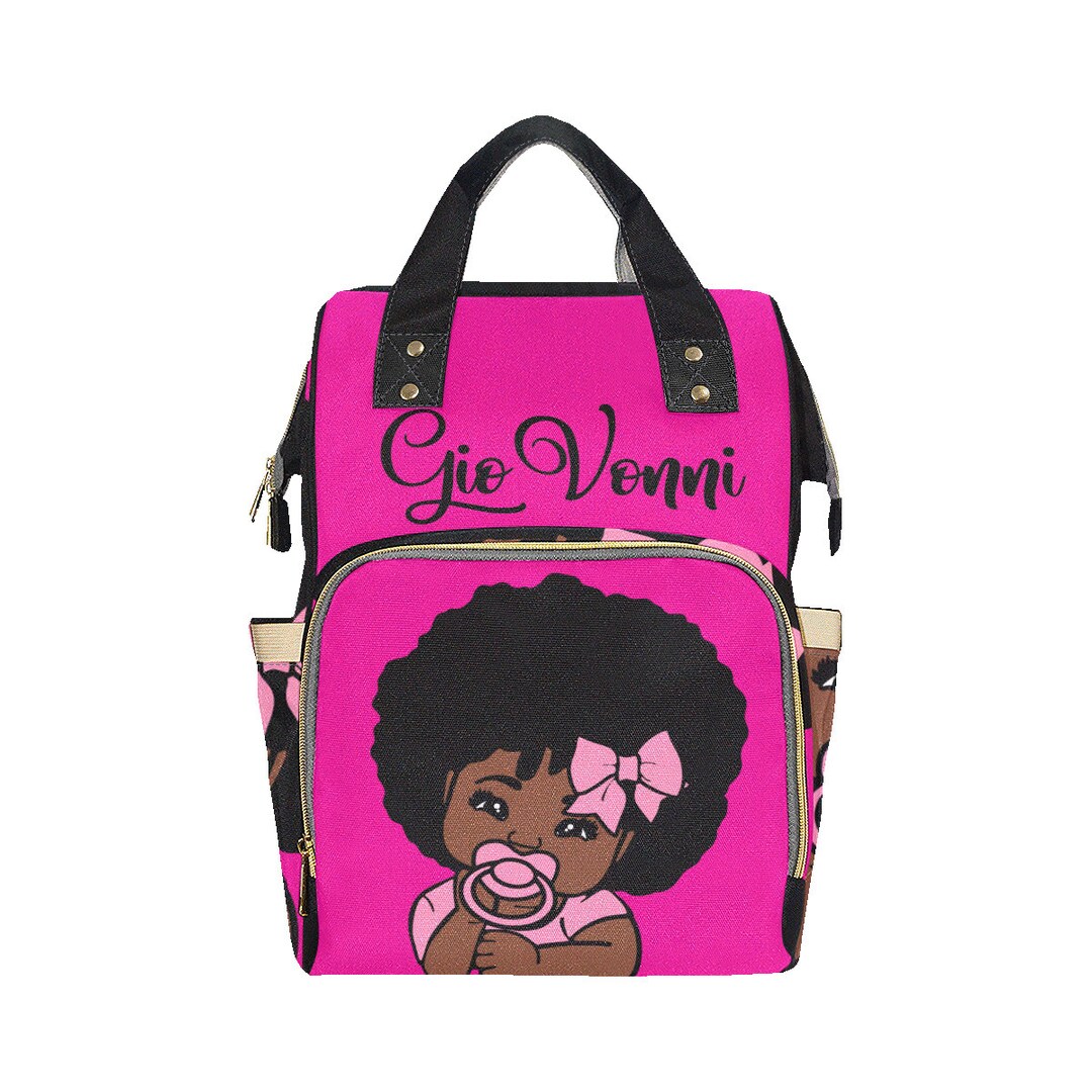 Afro Personalized African American Baby Girl Backpack Diaper Clothing ...