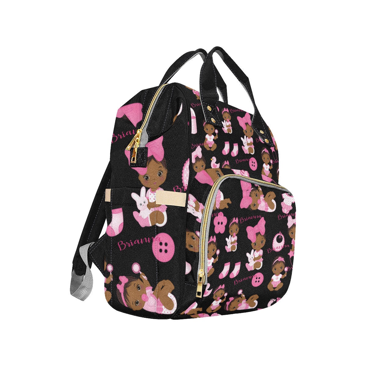 African American Personalized Baby Girl Backpack Diaper Clothing ...