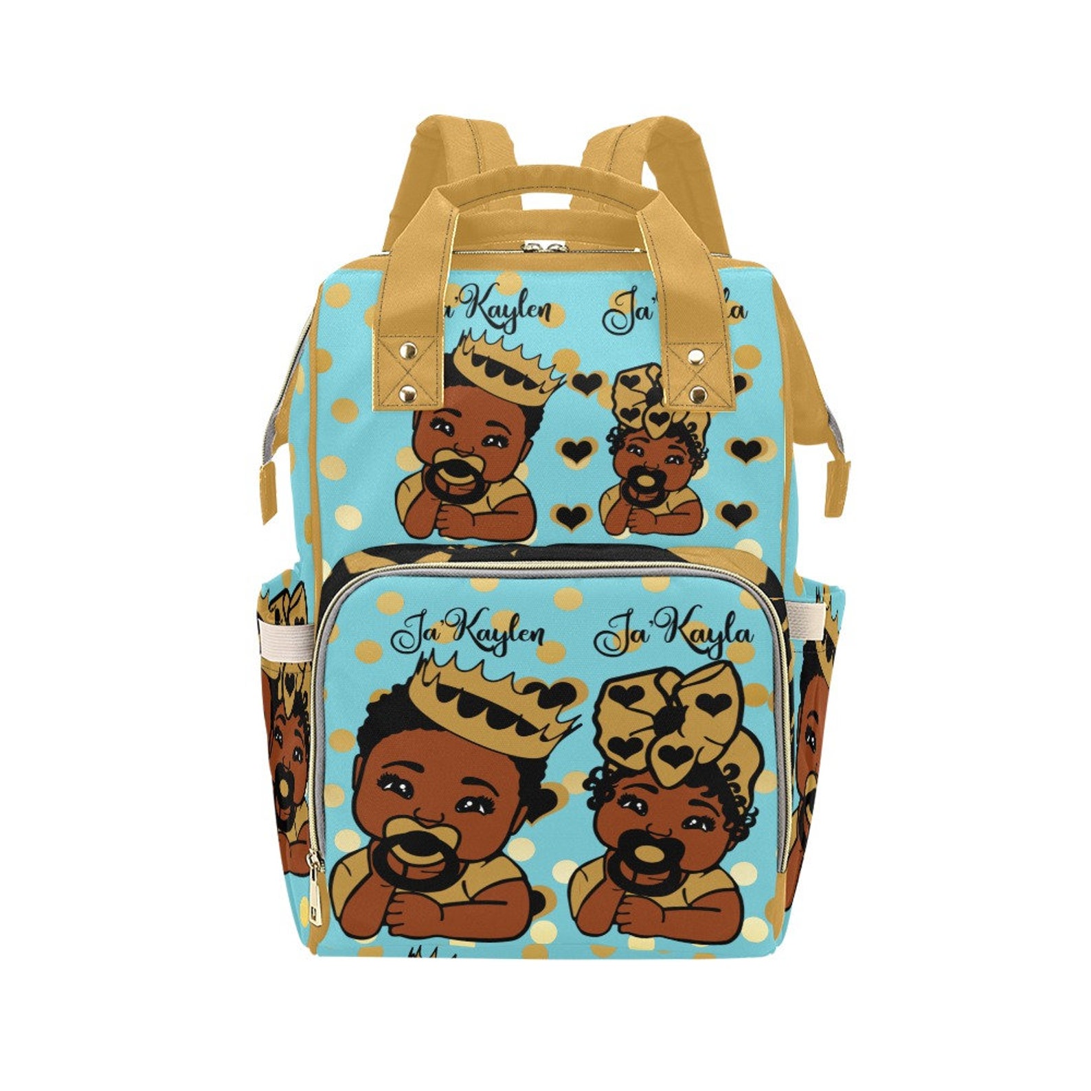 Twin African American Personalized Baby Girl Boy Backpack Diaper ...