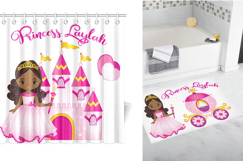 Princess African American Personalized Girls Bathroom Shower | Etsy