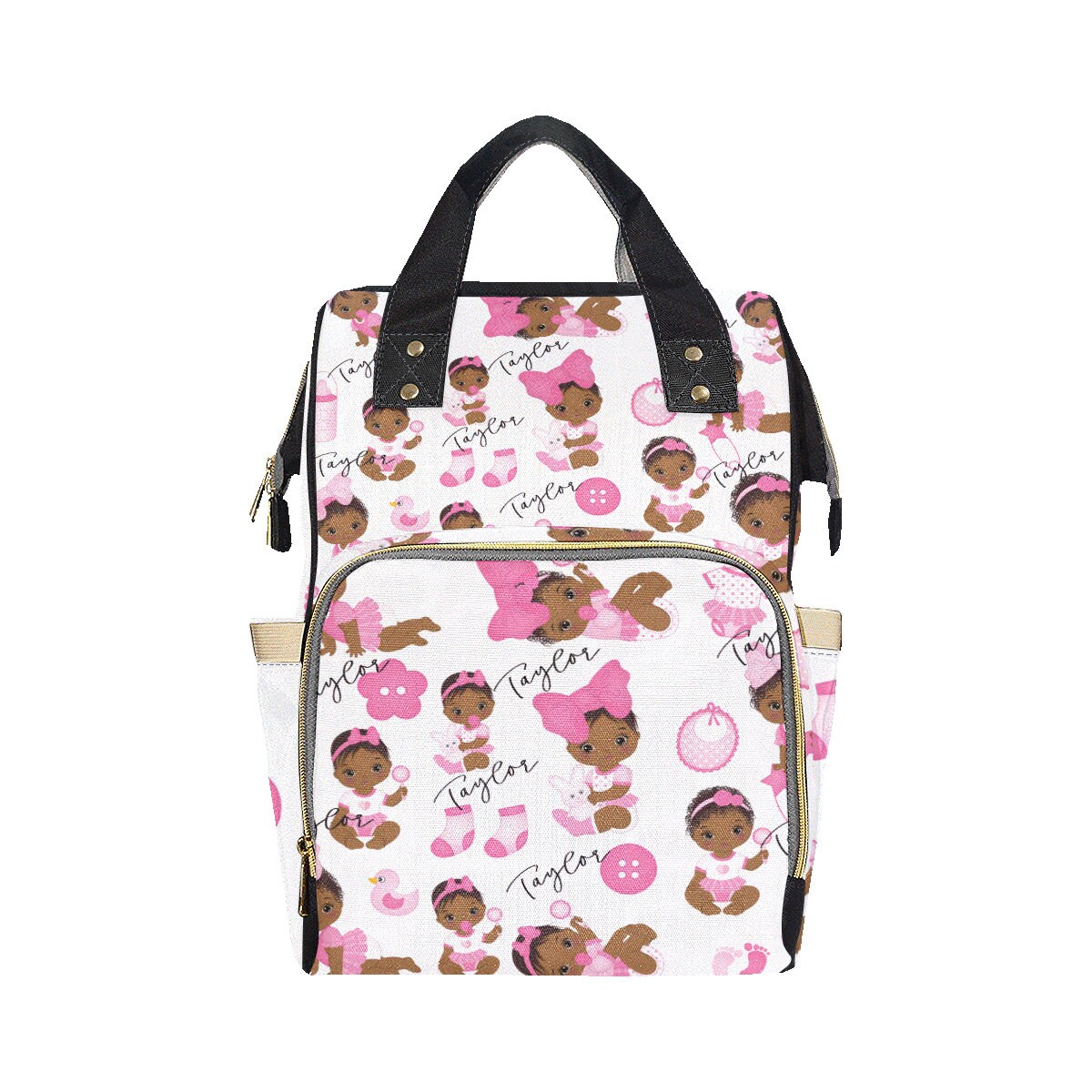 African American Personalized Baby Girl Backpack Diaper Clothing ...