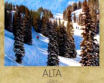 Alta Utah Poster, Utah Print, Alta Ski Resort Print, Skiing Poster ...