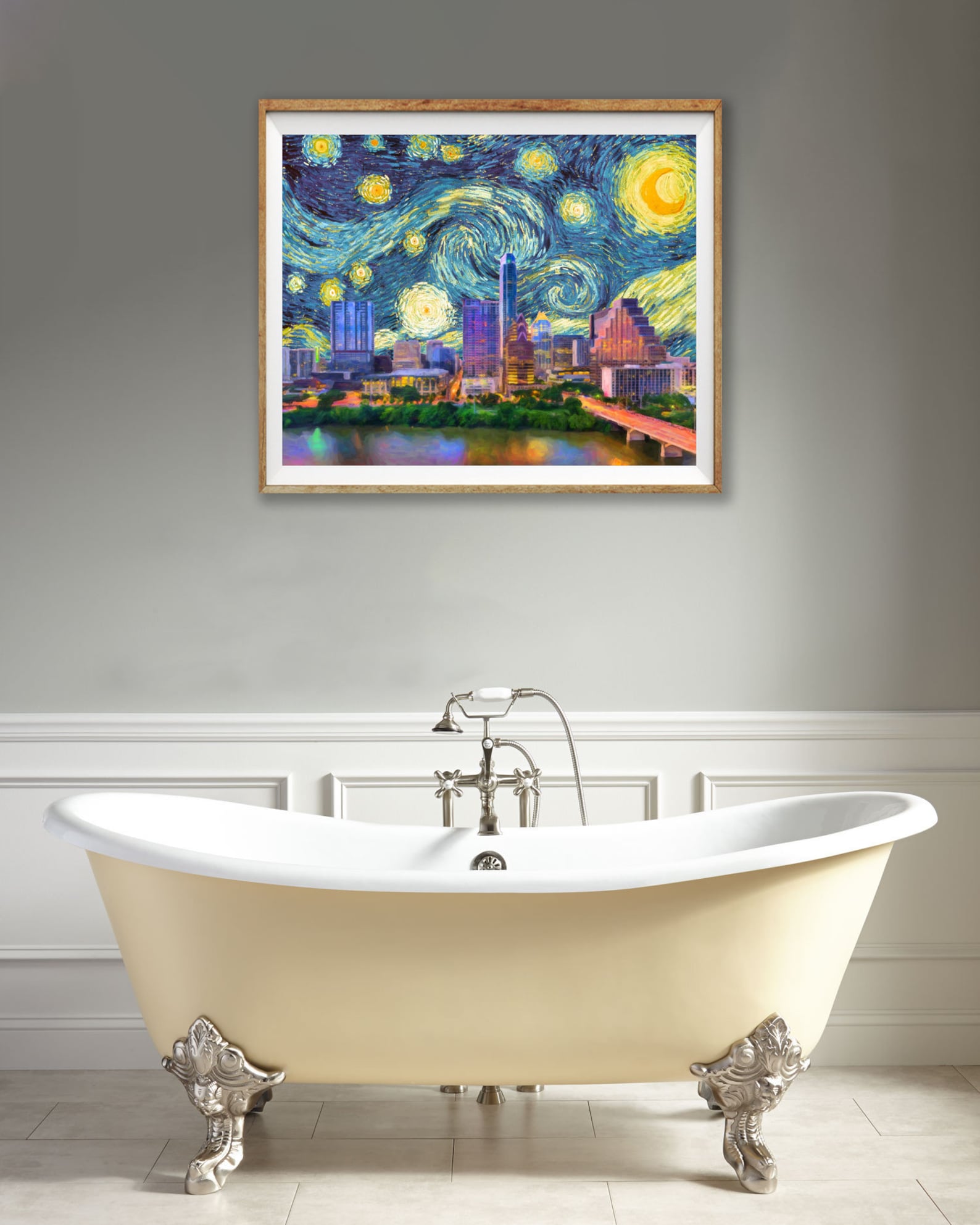 Austin Skyline Poster Van Gogh Starry Night Print Texas Decor | Etsy